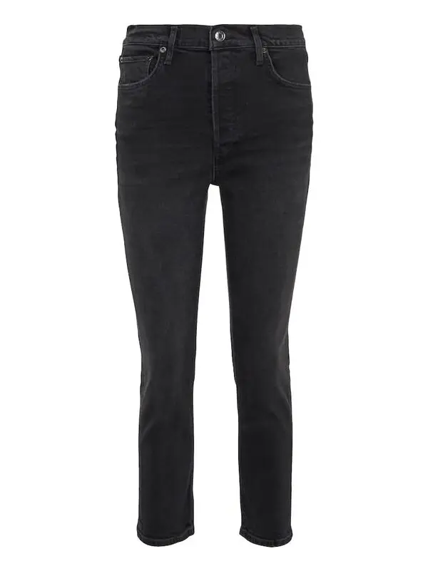 AGOLDE Riley High-rise Cropped Jeans - Black