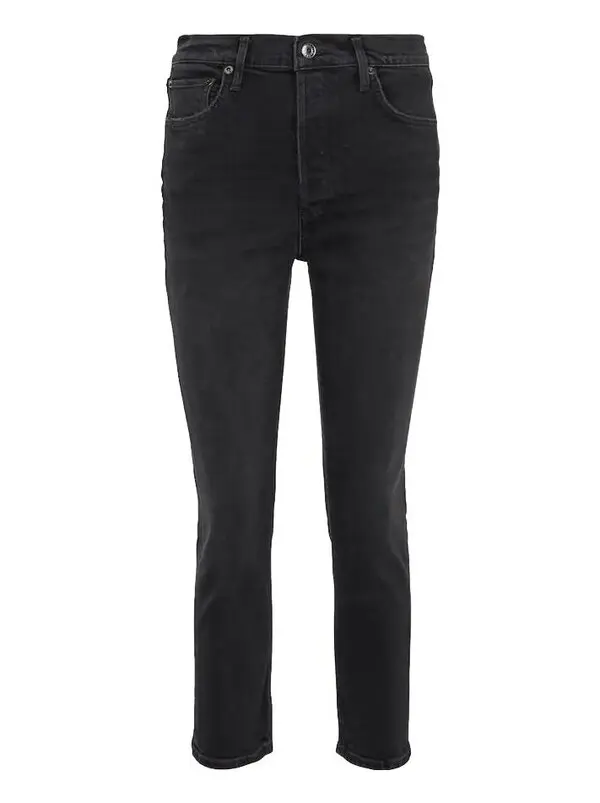 AGOLDE Riley High-rise Cropped Slim Jeans - Black