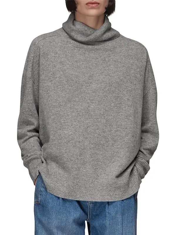 Whistles Cashmere Turtleneck Sweater - Gray