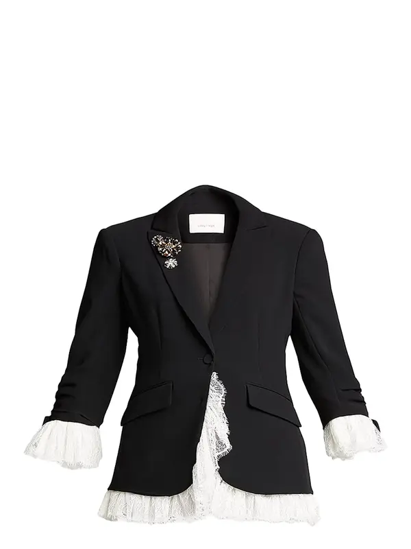 Cinq À Sept Roxie Blazer With Lace - Black/ivory