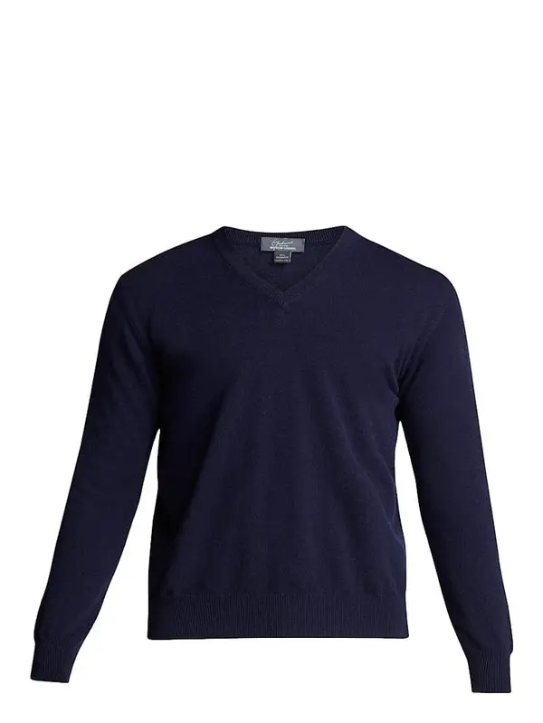 Bergdorf Goodman 12gg Cashmere V-neck Sweater - Navy