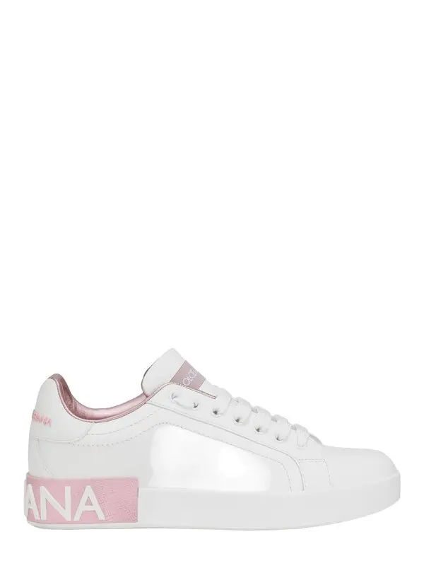 Dolce & Gabbana Nappa Leather Portofino Sneakers - White/pink