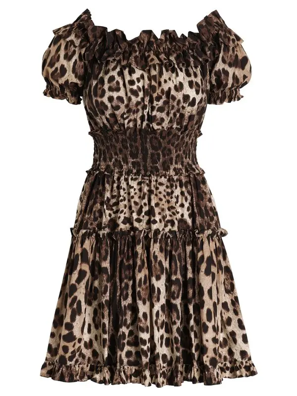 Dolce & Gabbana Short Leopard-print Poplin Dress - Multicolor