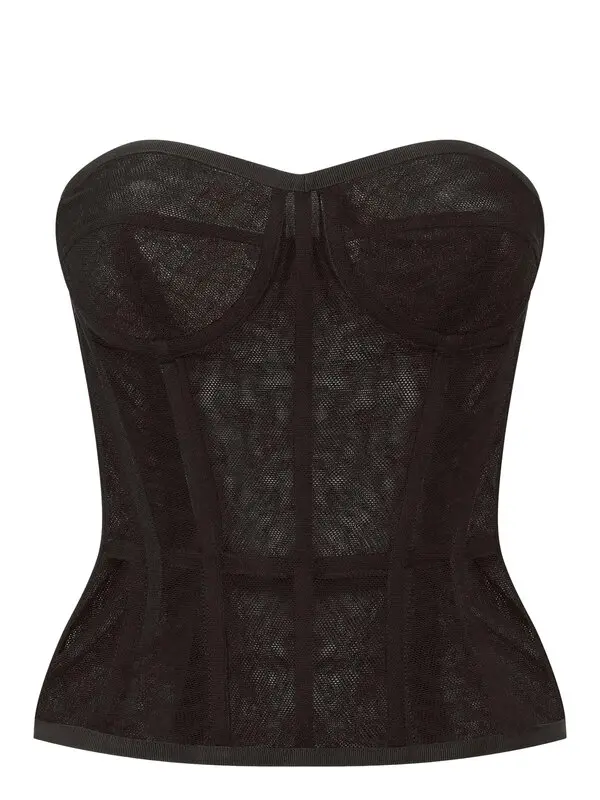 Dolce & Gabbana Cotton Tulle Bustier Top - Black
