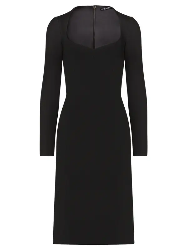 Dolce & Gabbana Long-sleeved Cady Midi Dress - Black