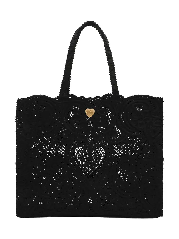 Dolce & Gabbana Large Cordonetto Lace Beatrice Bag - Black