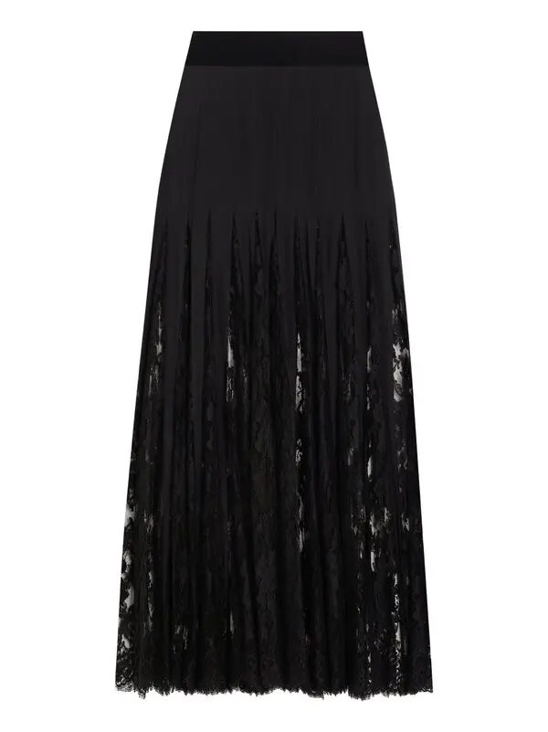 Dolce & Gabbana Charmeuse Skirt With Lace - Black