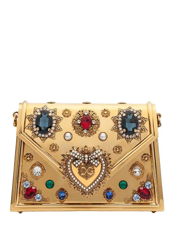 Dolce & Gabbana Small Metallic Devotion Bag With Bejeweled Detailing - Multi-colored