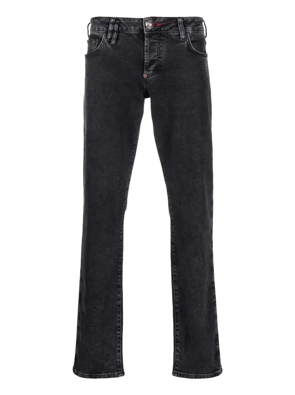 Philipp Plein Mid-rise Straight-cut Jeans - Grey