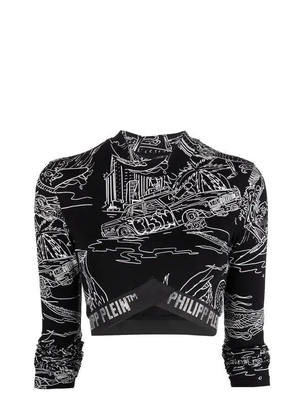 Philipp Plein Graphic Logo Top - Black