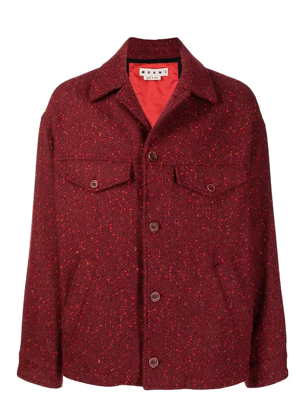 Marni Herringbone-effect Jacket - Red