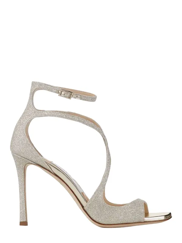 JIMMY CHOO Azia 95mm Glitter Sandals - Silver