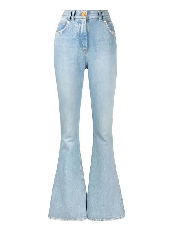 Balmain Monogram Bootcut Jeans - Blue