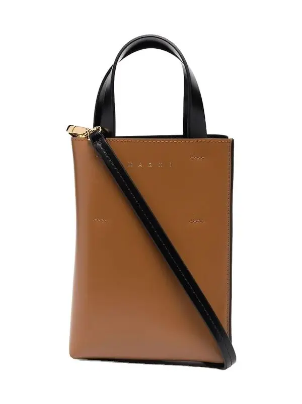 Marni Two-tone Leather Tote - Brown