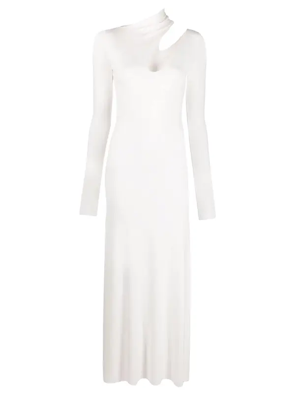 MANURI Cut-out Long-sleeve Dress - White