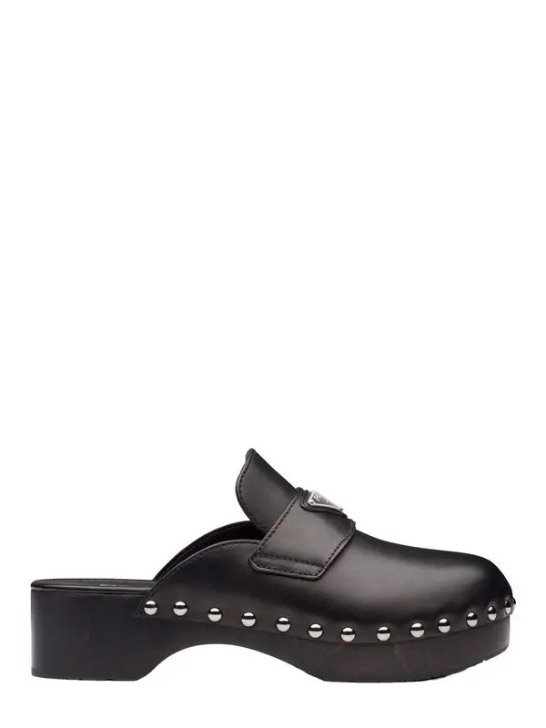 Prada - Triangle-logo Studded Clogs