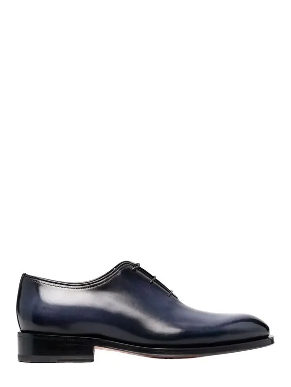 Santoni Lace-up Leather Derby Shoes - Blue