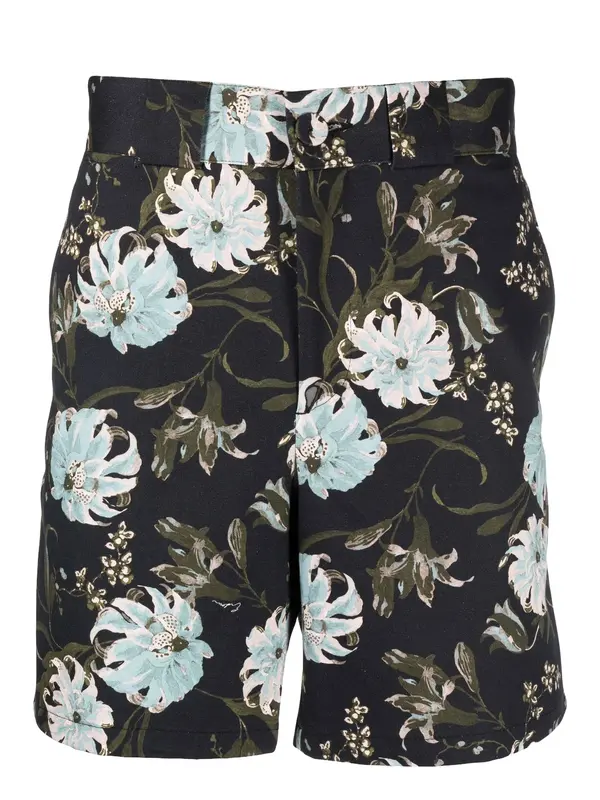 Erdem Floral-print Chino Shorts - Black
