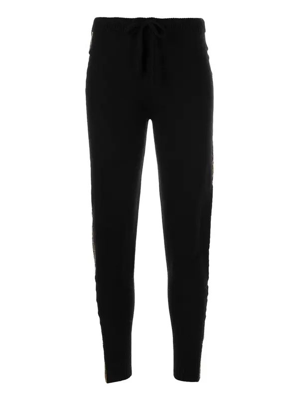 MADISON.MAISON Laminated-stripe Cashmere Trousers - Black