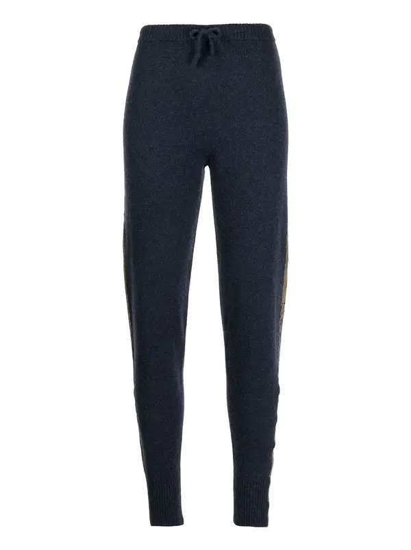 MADISON.MAISON Laminated-stripe Cashmere Trousers - Blue