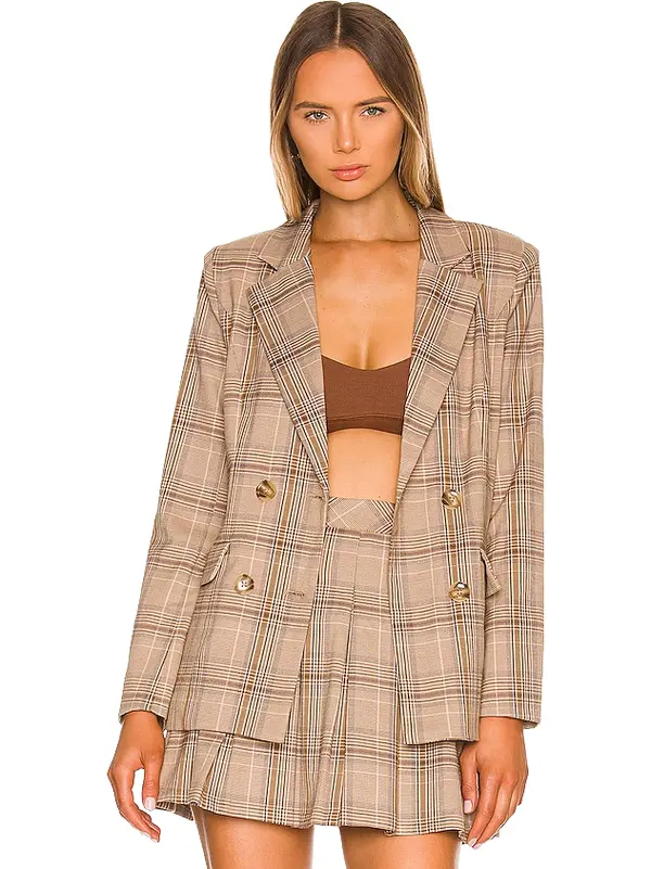 Majorelle Rhea Blazer - Tan Plaid