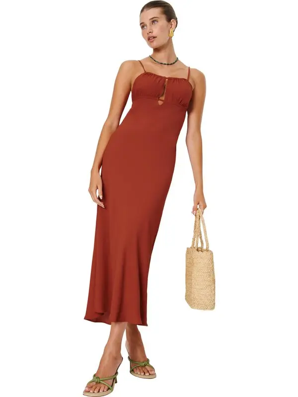 REFORMATION Zia Midi Dress - Red