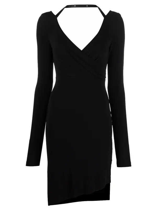 Off-White Halterneck Asymmetric Dress - Black