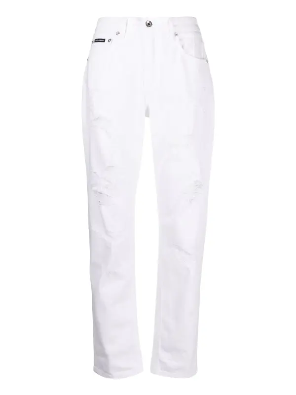 Dolce & Gabbana Distressed Boyfriend Jeans - White
