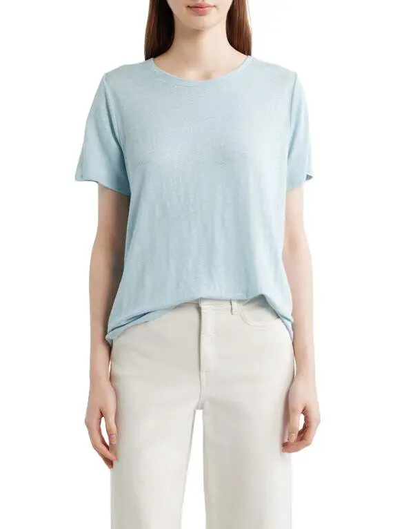 Eileen Fisher Organic Linen Crewneck T-shirt - Breeze