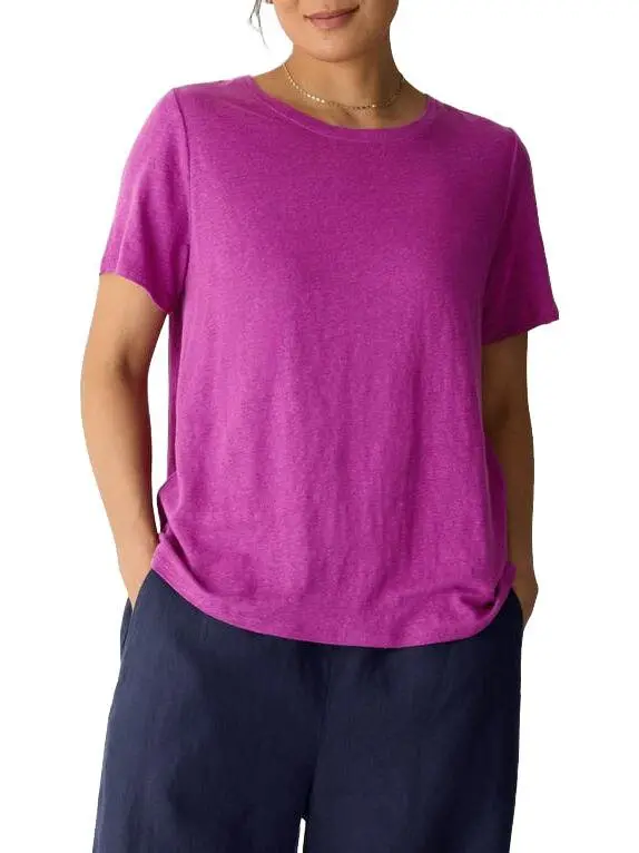 Eileen Fisher Organic Linen Crewneck T-shirt - Grape