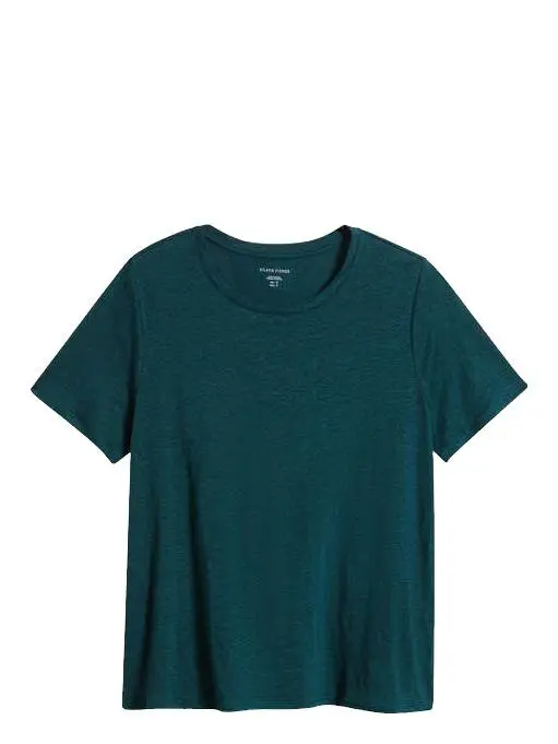 Eileen Fisher Organic Linen Crewneck T-shirt - Kelp