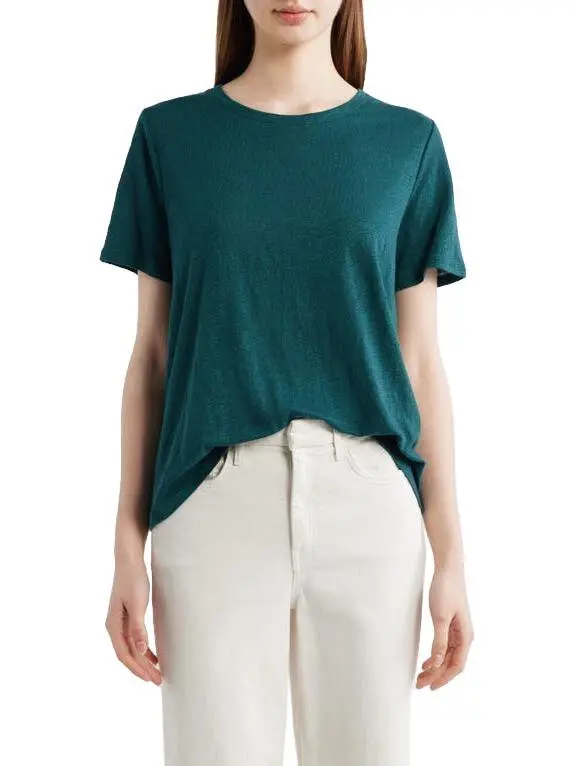 Eileen Fisher Organic Linen Crewneck T-shirt - Kelp