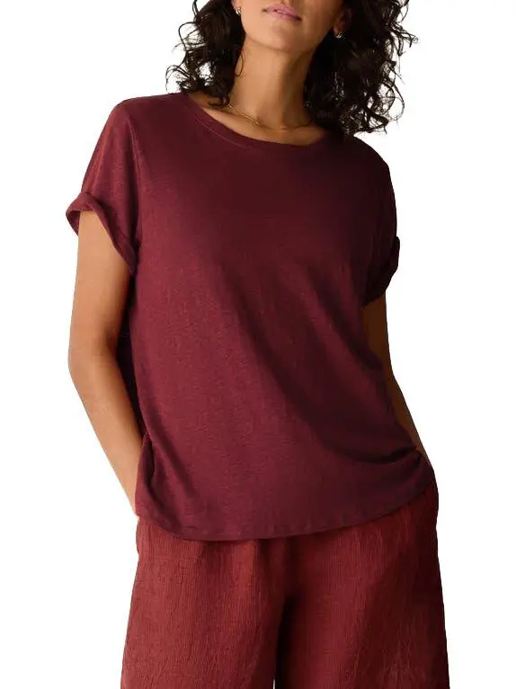 Eileen Fisher Organic Linen Crewneck T-shirt - Sun Dried Tomato