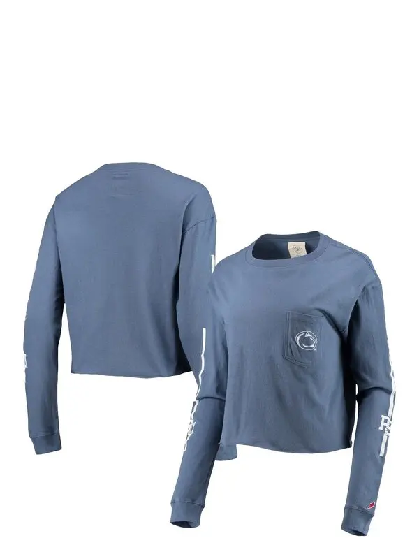 LEAGUE COLLEGIATE WEAR Penn State Nittany Lions Clothesline Cotton Midi Crop Long Sleeve T-shirt - Navy