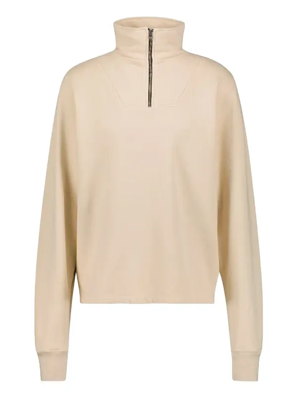 LES TIEN Cotton Jersey Half-zip Sweatshirt - Neutrals