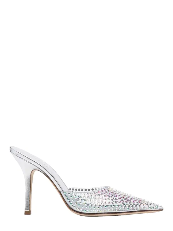 Paris Texas 95mm Hollywood Crystal-embellished Mules - Silver