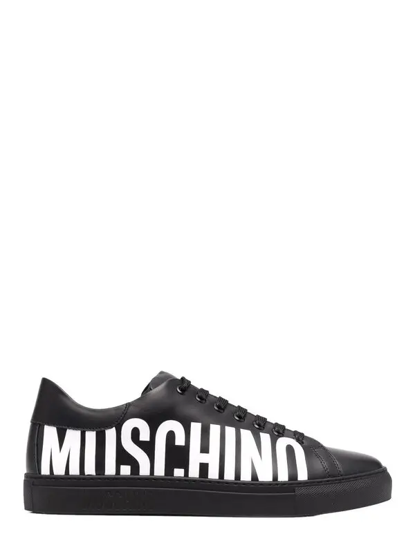Moschino Logo-print Leather Sneakers - Black