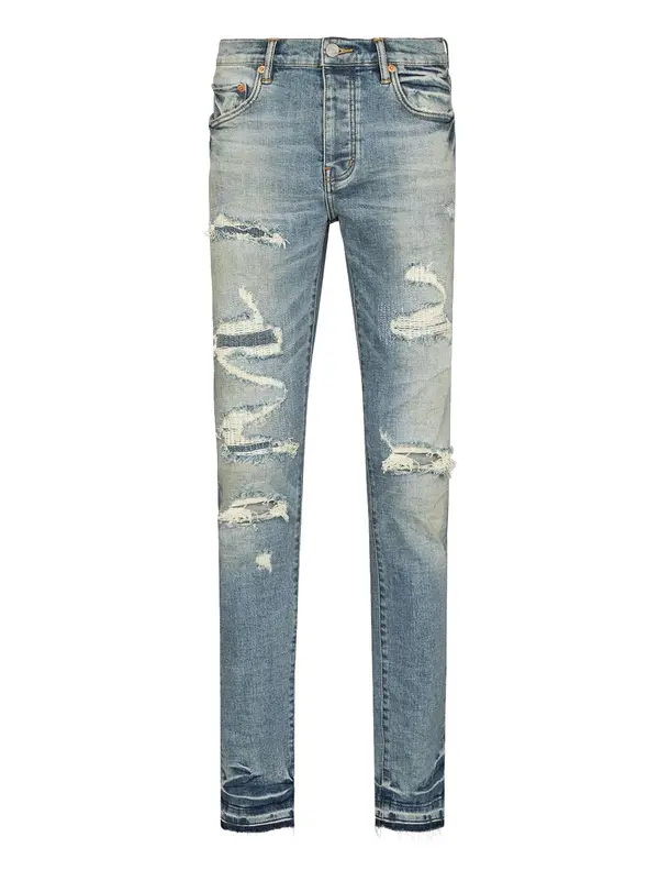 PURPLE BRAND P001 Vintage Distressed-finish Skinny Jeans - Blue