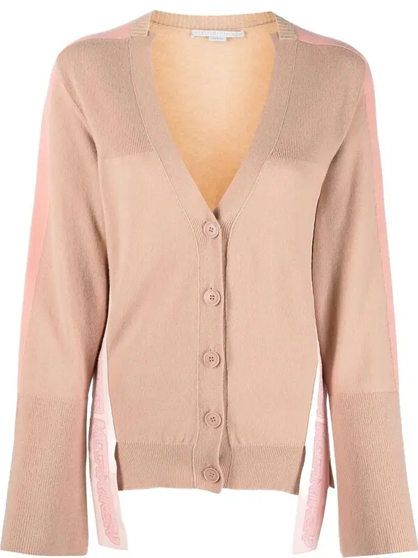 Stella McCartney Logo-strap Panelled Cardigan - Neutrals