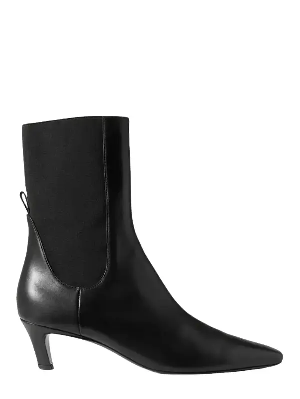 TOTEME The Mid Heel Leather Chelsea Boots - Black