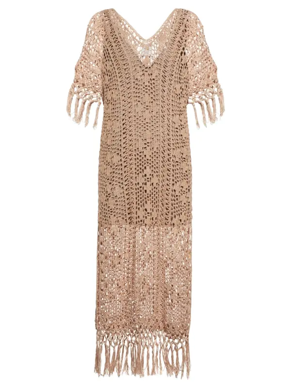 Anna Kosturova Savannah Crochet Maxi Dress - Metallic