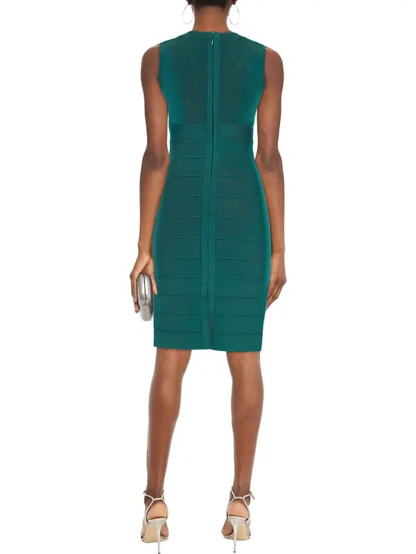 Herve Leger Crossover Bandage Dress - Forest Green