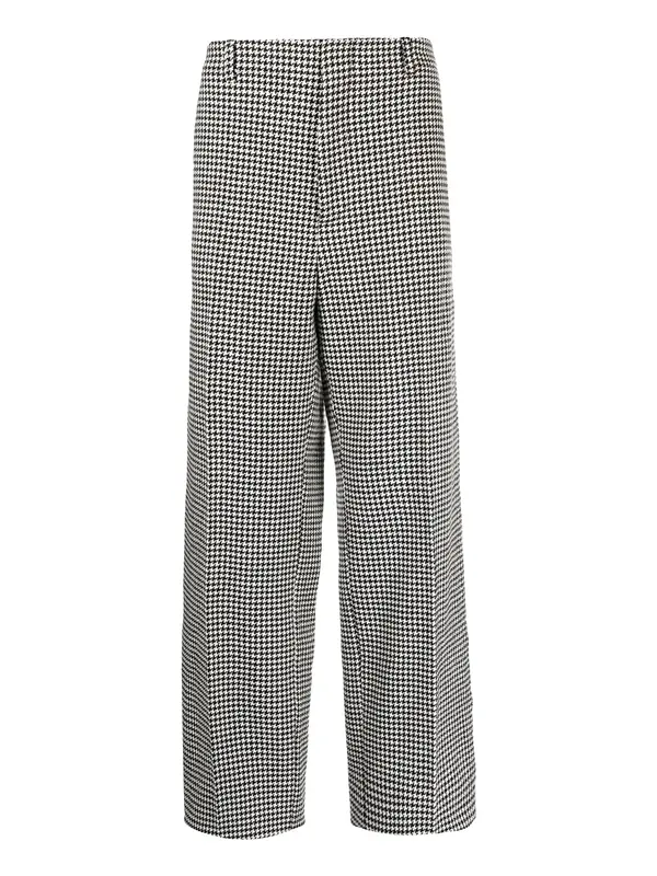 COOL T.M Houndstooth Pattern Straight Leg Trousers - Black