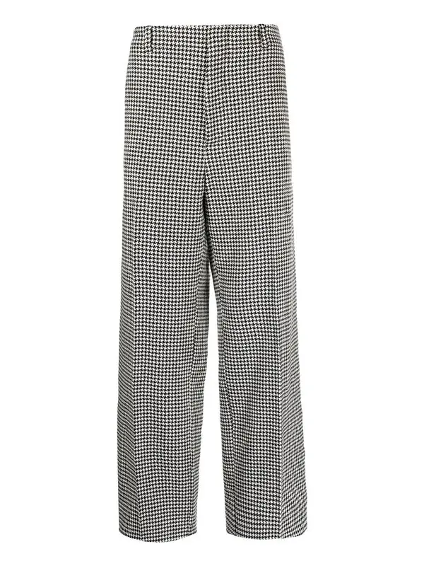 COOL T.M Houndstooth Pattern Straight Leg Trousers - Black