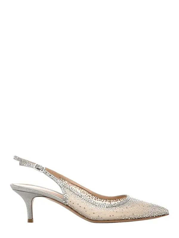 GIANVITO ROSSI Regina 55mm Slingback Pumps - Silver