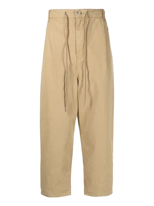 JUUN.J Cropped Tapered-leg Trousers - Brown
