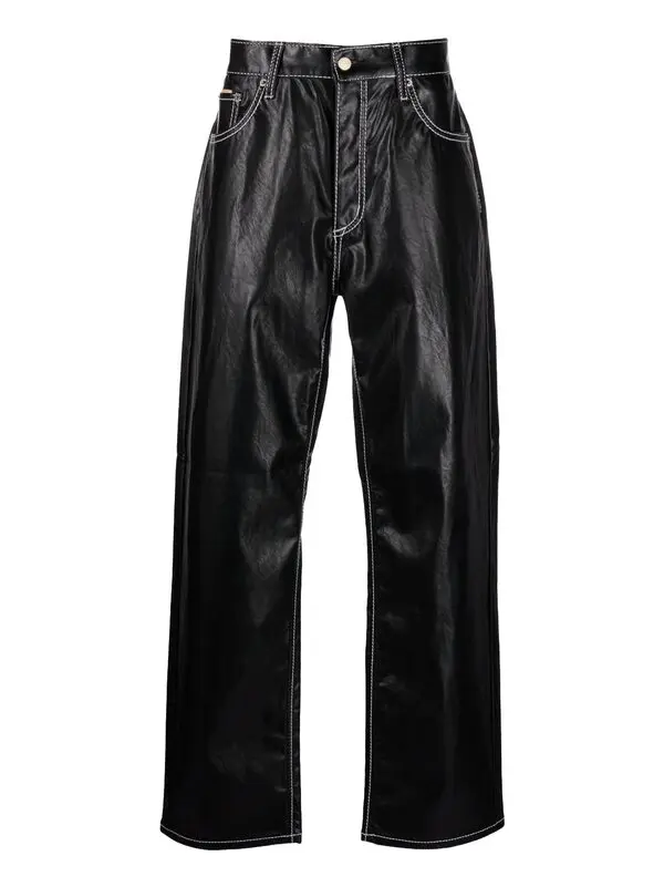 Eytys Faux-leather Wide-leg Trousers - Black