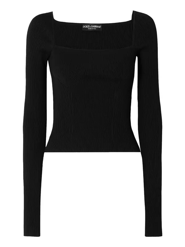 Dolce & Gabbana Ribbed-knit Top - Black