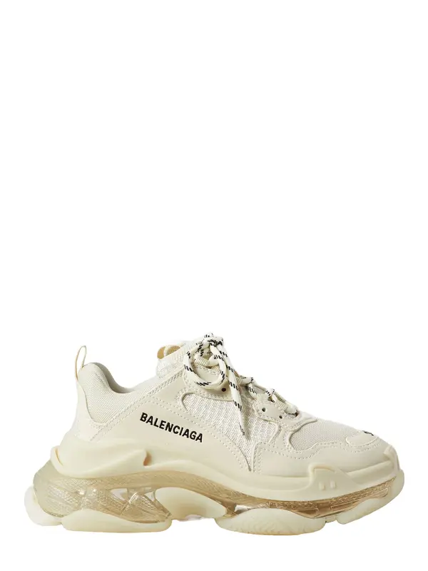 Balenciaga Triple S Clear Sole Logo-embroidered Sneakers - Cream