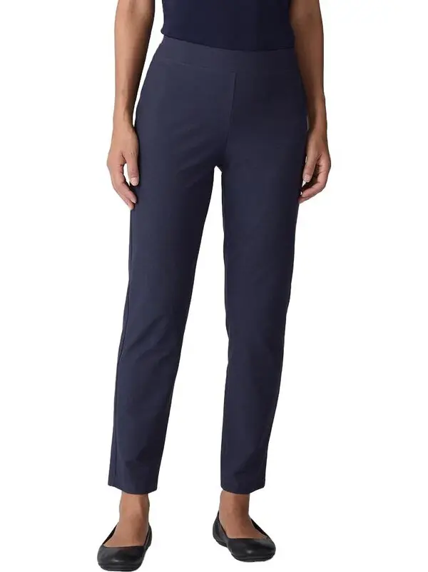 Eileen Fisher Slim Ankle Stretch Crepe Pants - Ink